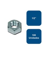 Tuerca Hexagonal Grado 2 Zincada 1/2" 100un. - Lomi